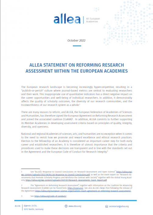 ALLEA Statement for an ERA of Freedom and Excellence - ALLEA